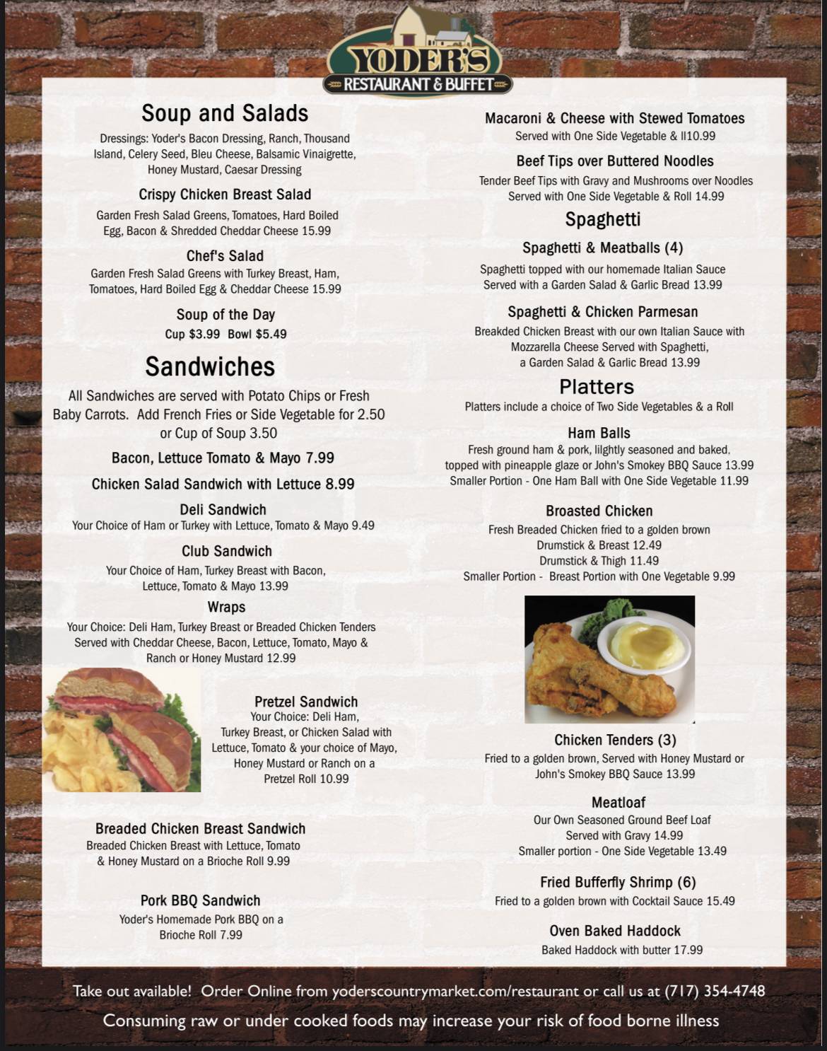 Menu at Yoder's Restaurant & Buffet, New Holland