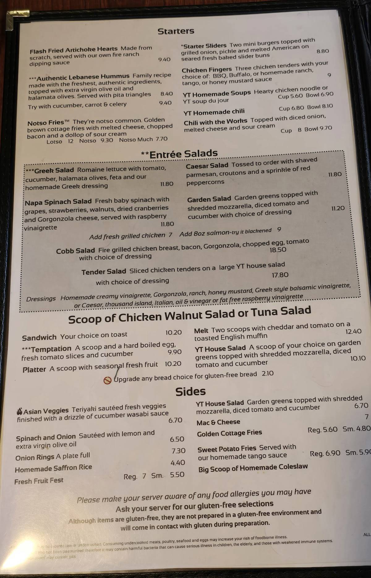 Menu at Yours Truly Rockside restaurant, Valley View, Rockside Rd