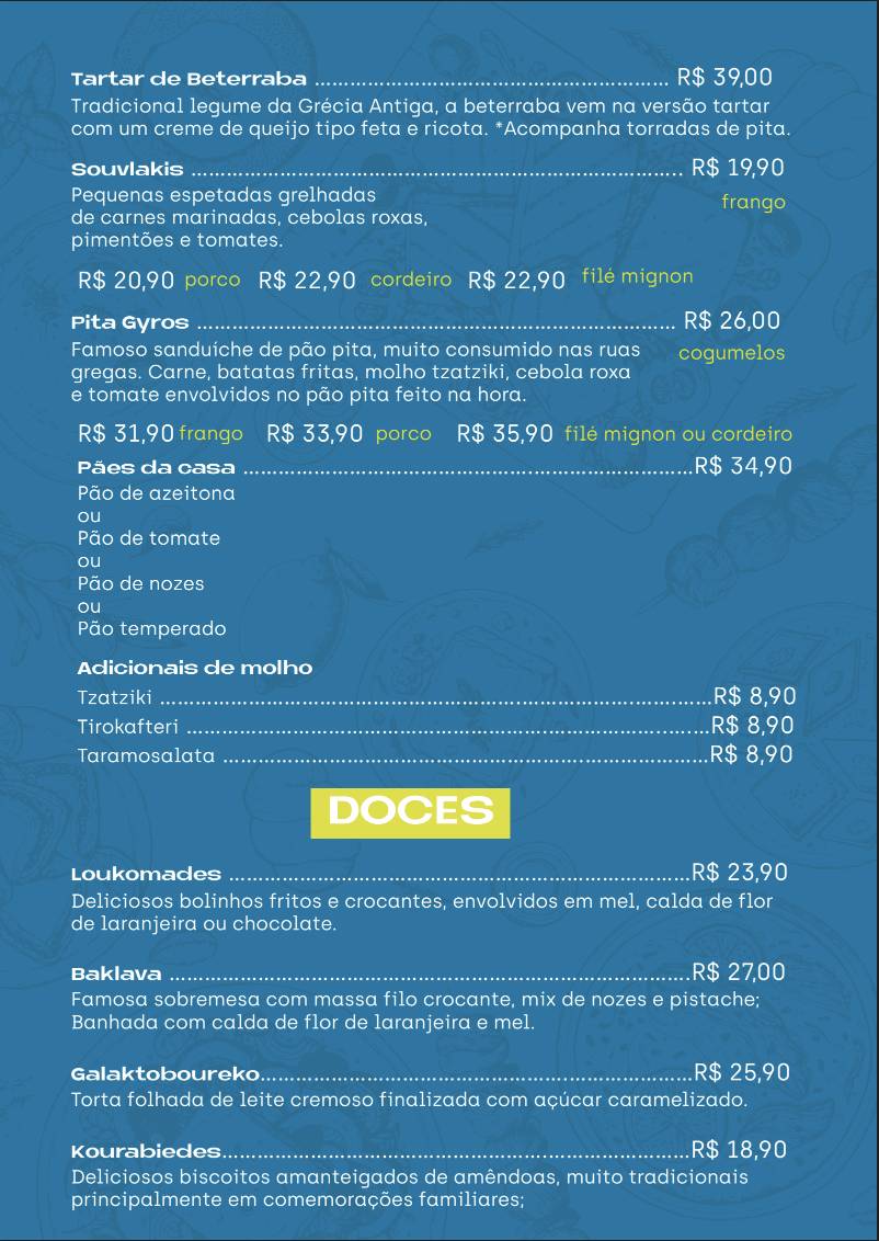 Menu em Zante Taverna Grega restaurante, Brasília