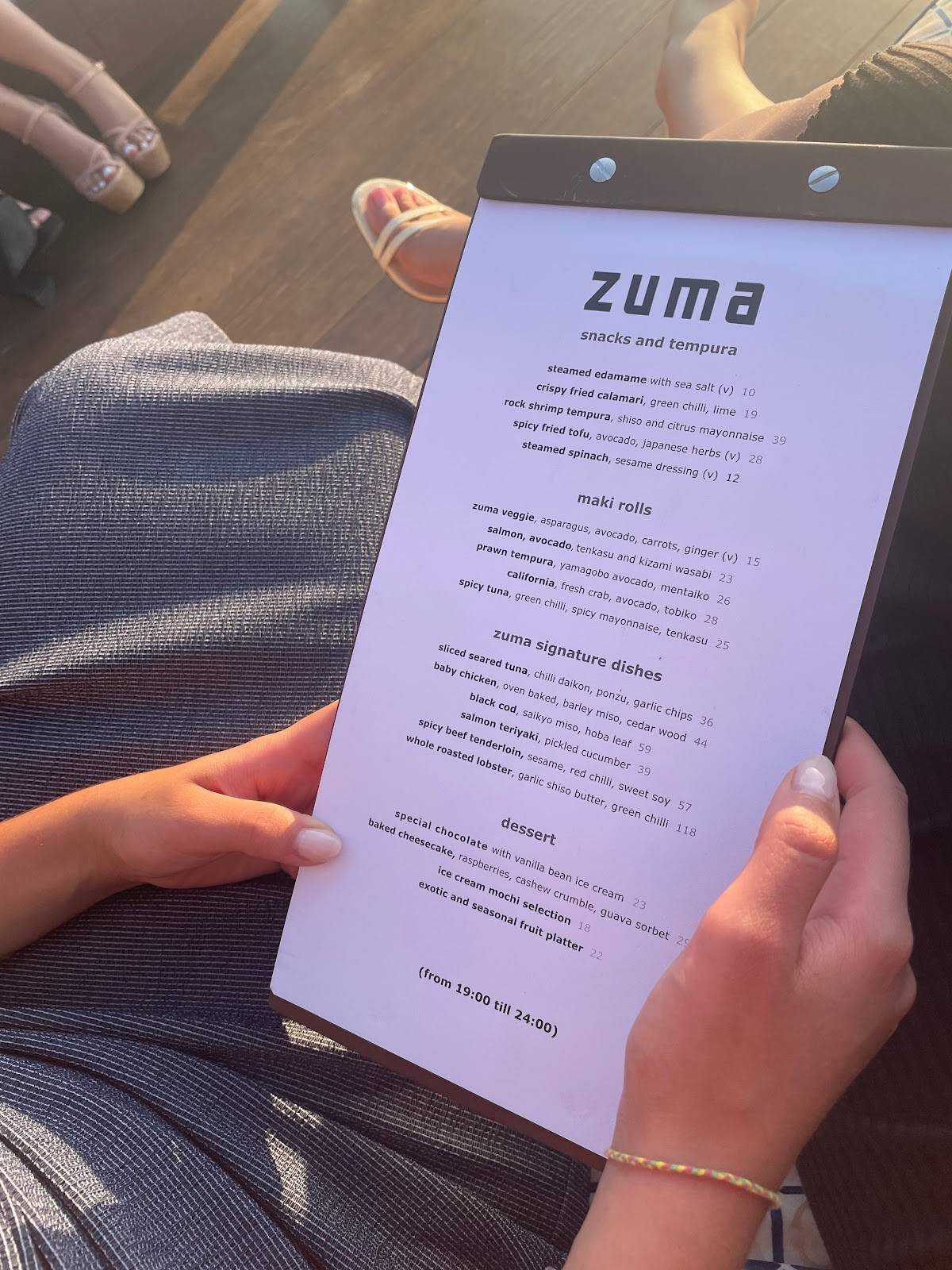 Menu at Zuma Mykonos, Mikonos