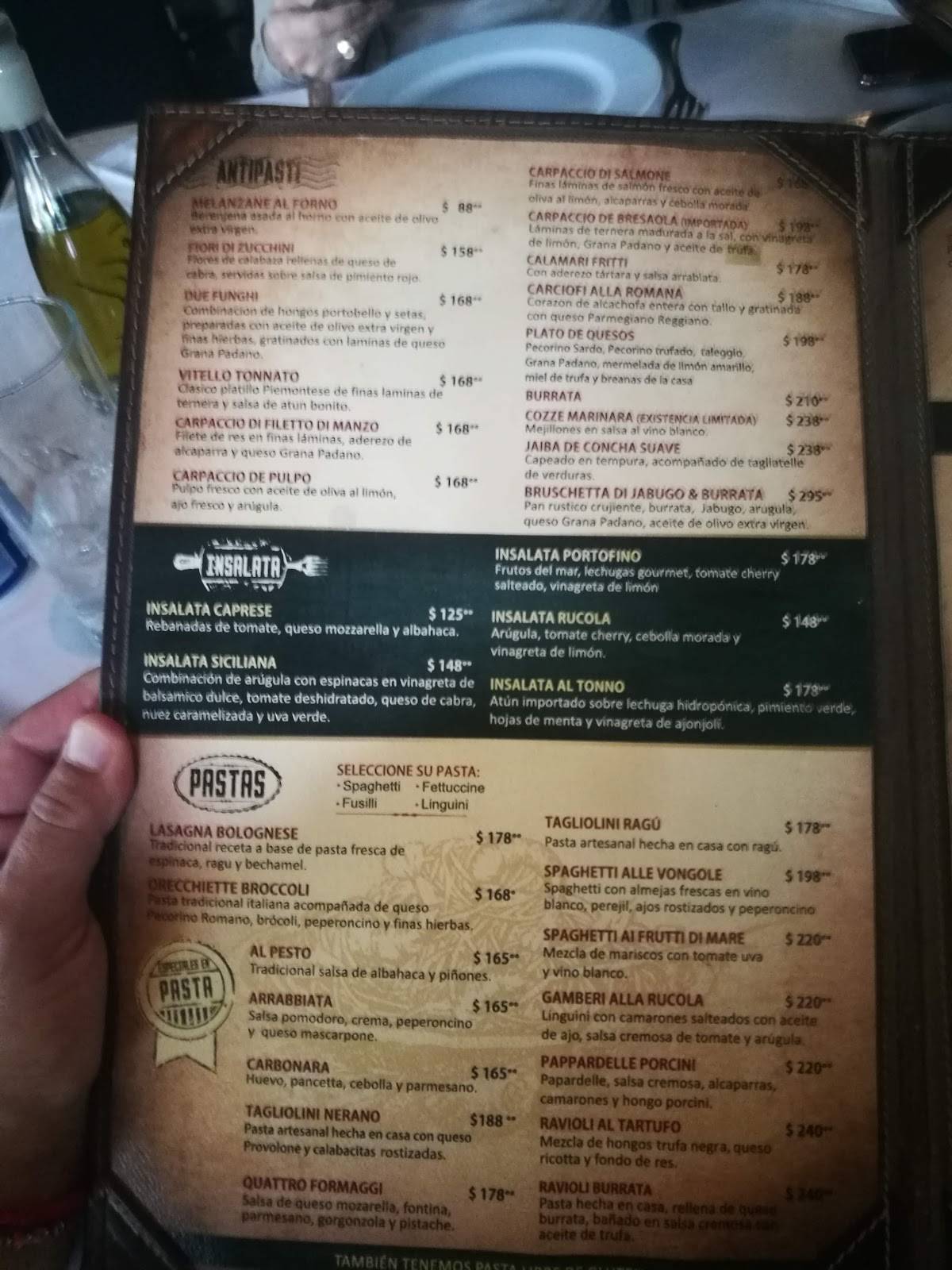 Carta del restaurante Il Duomo, Guadalajara