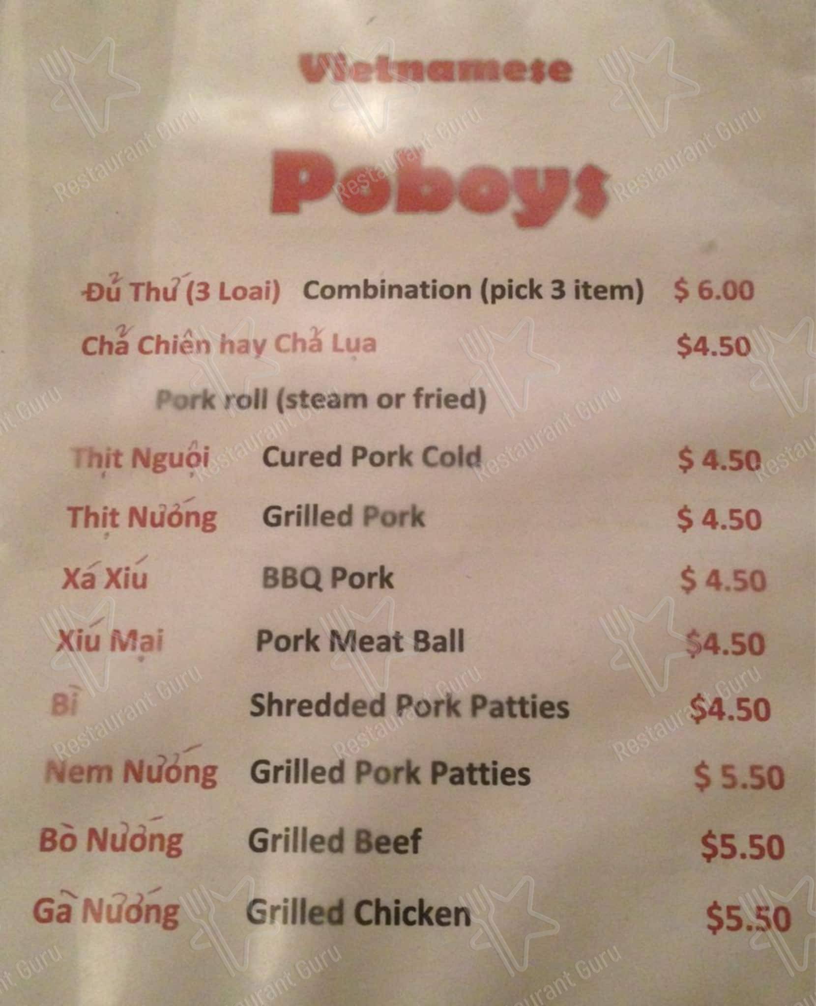 Menu au Restaurant Kim Long, Bollène