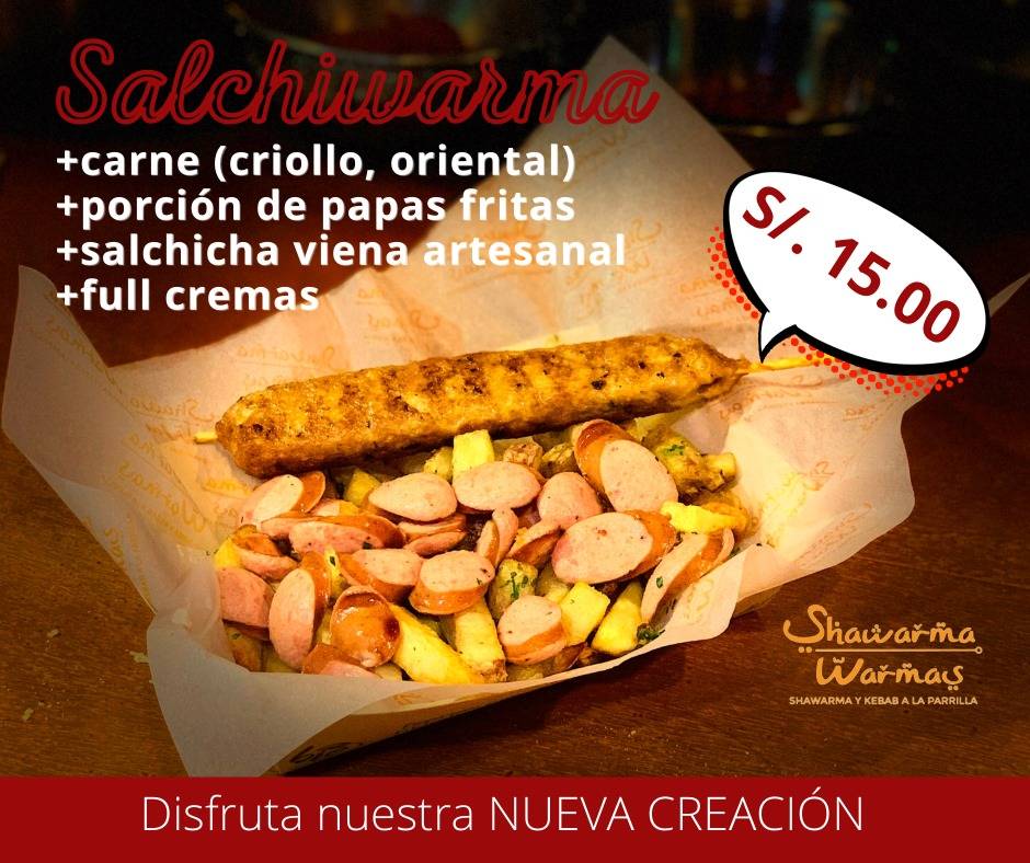 Carta del restaurante shawarma warmas, Urubamba