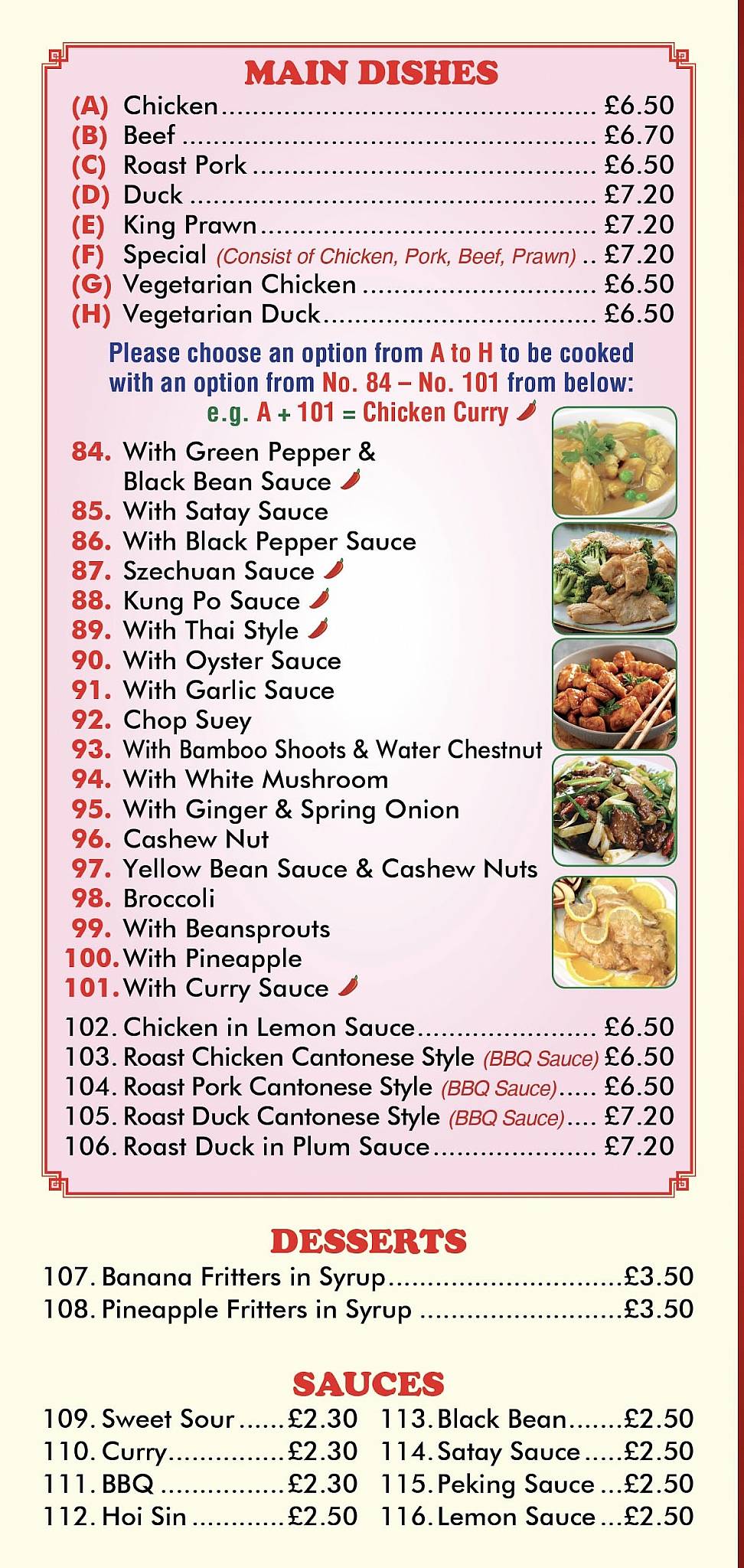Menu at taste of china restaurant, Worksop