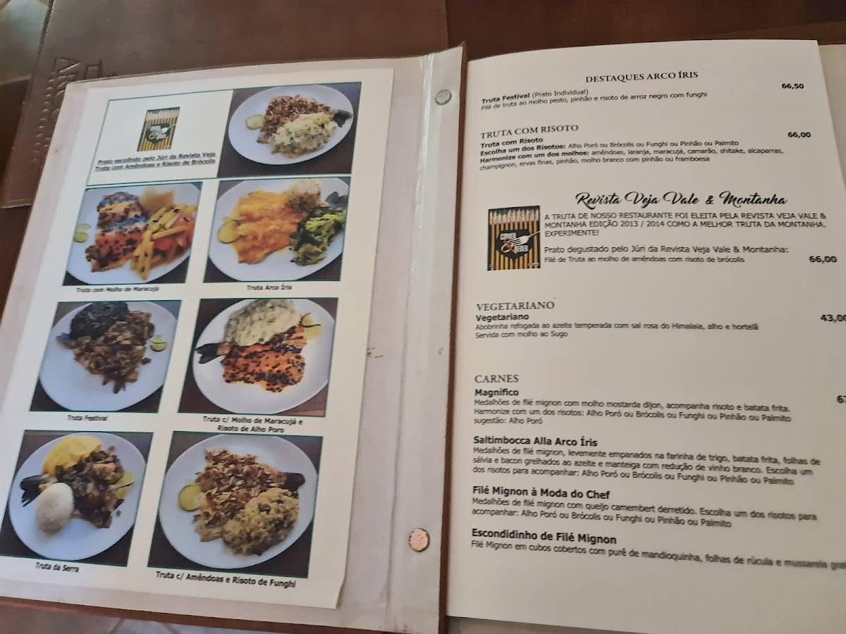 Menu em Restaurante Arco Íris, Santo Antônio do Pinhal, Avenida Antônio ...
