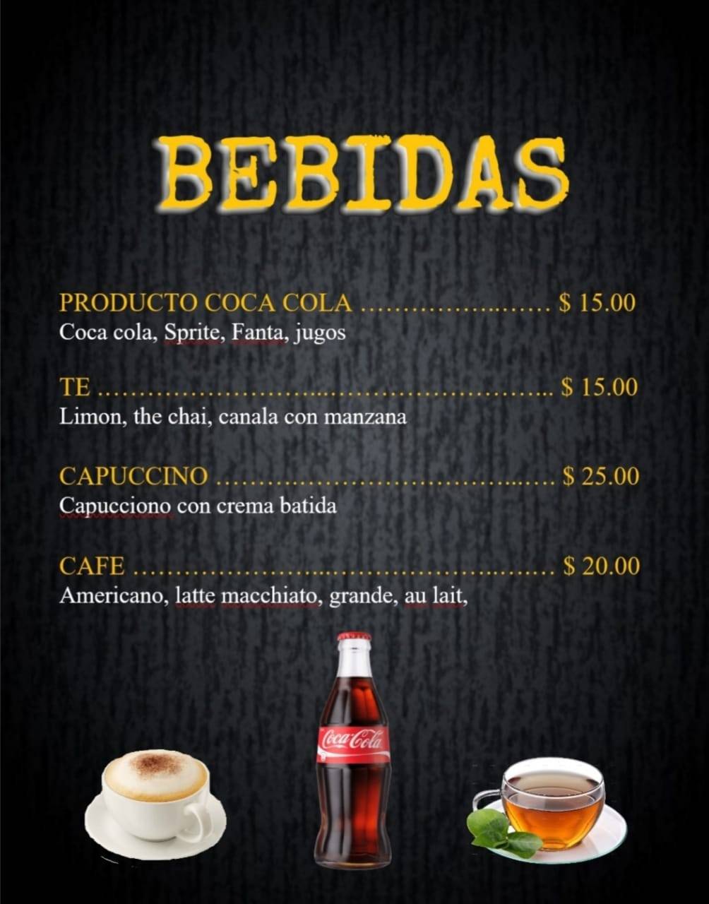 Carta de Restaurante DiCarlo, Mexico