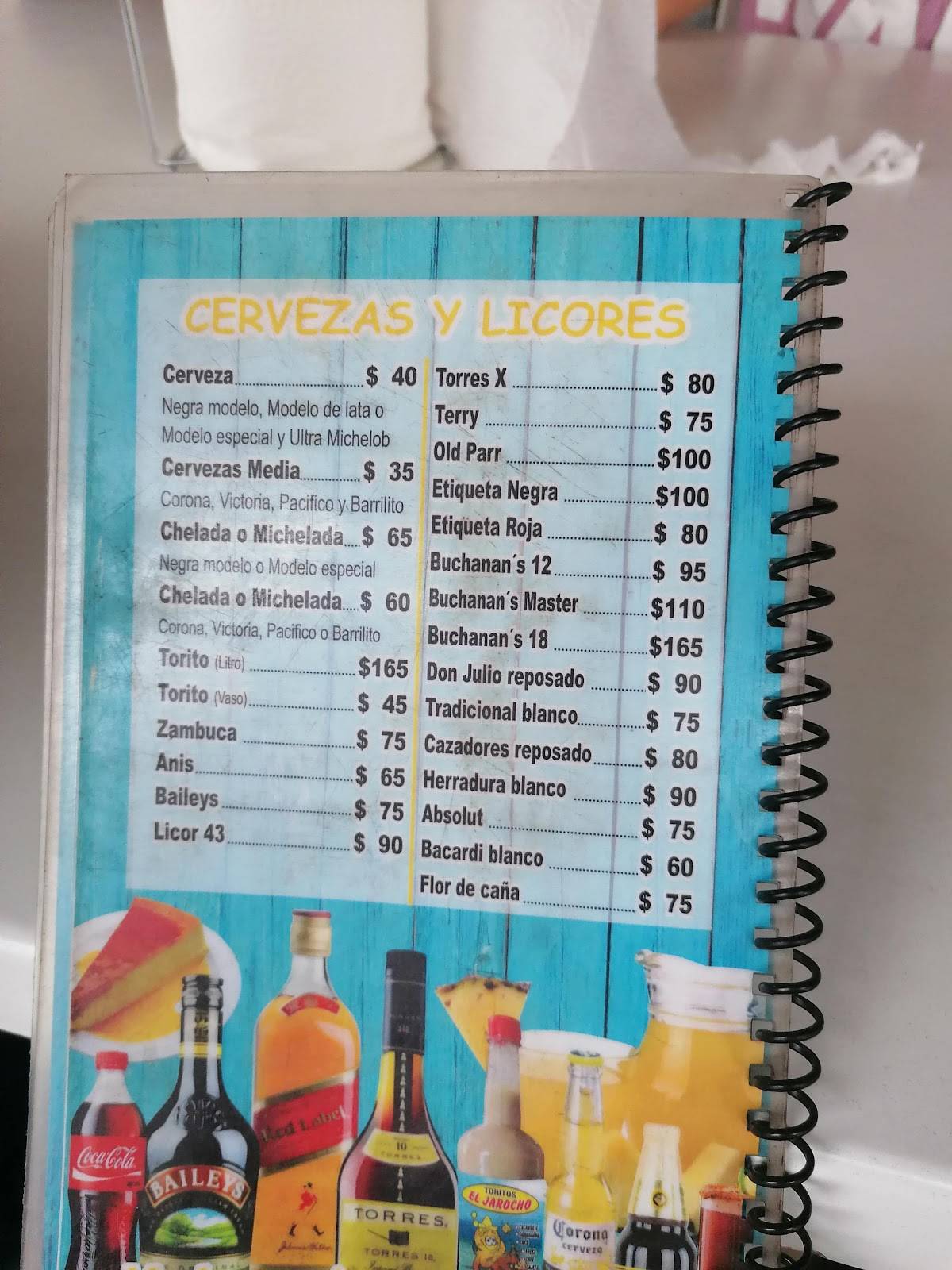 Menu at Restaurante El Jarocho, Mexico, Unnamed Road