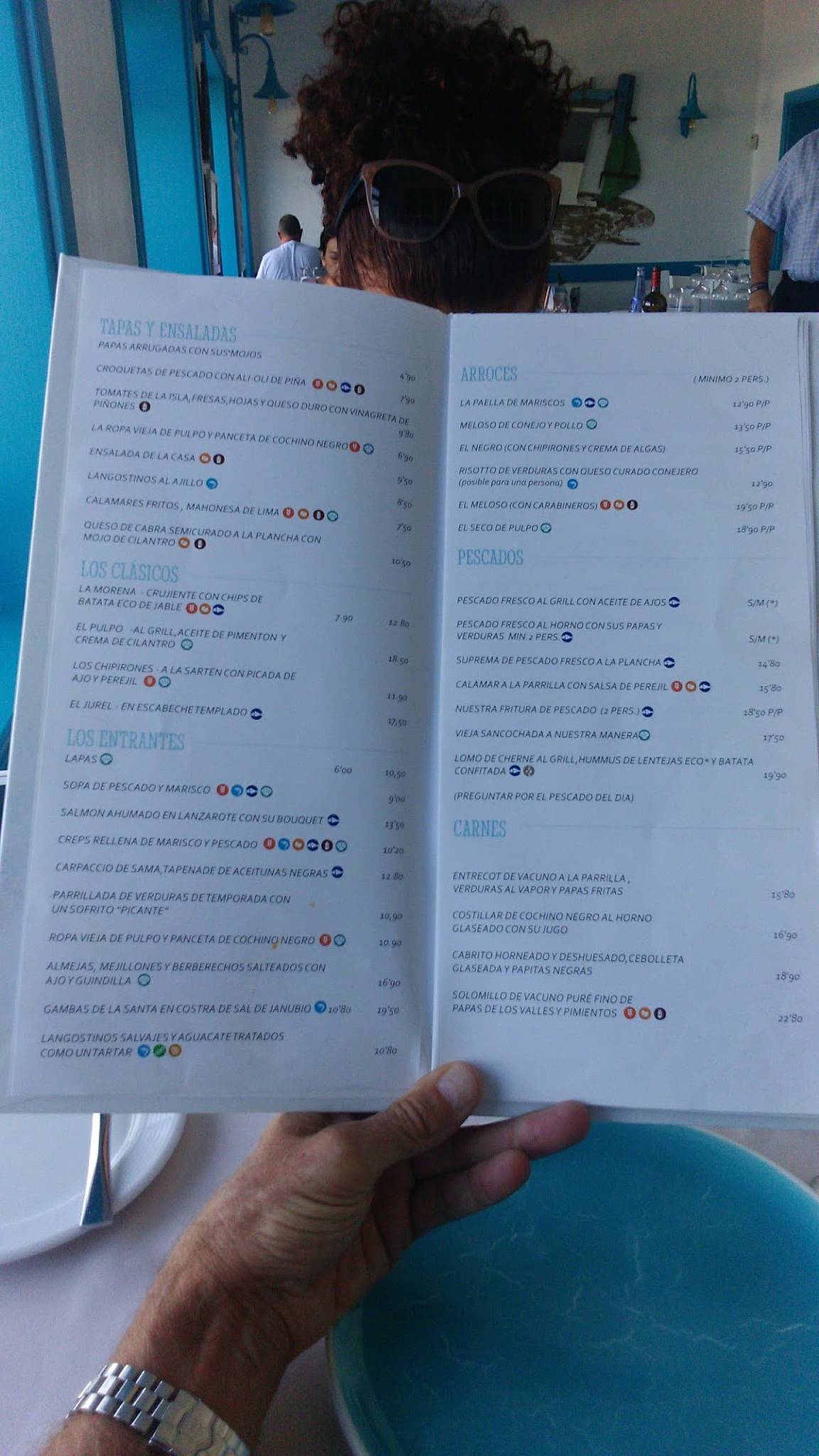 Carta de Restaurante El Risco, Caleta de Famara