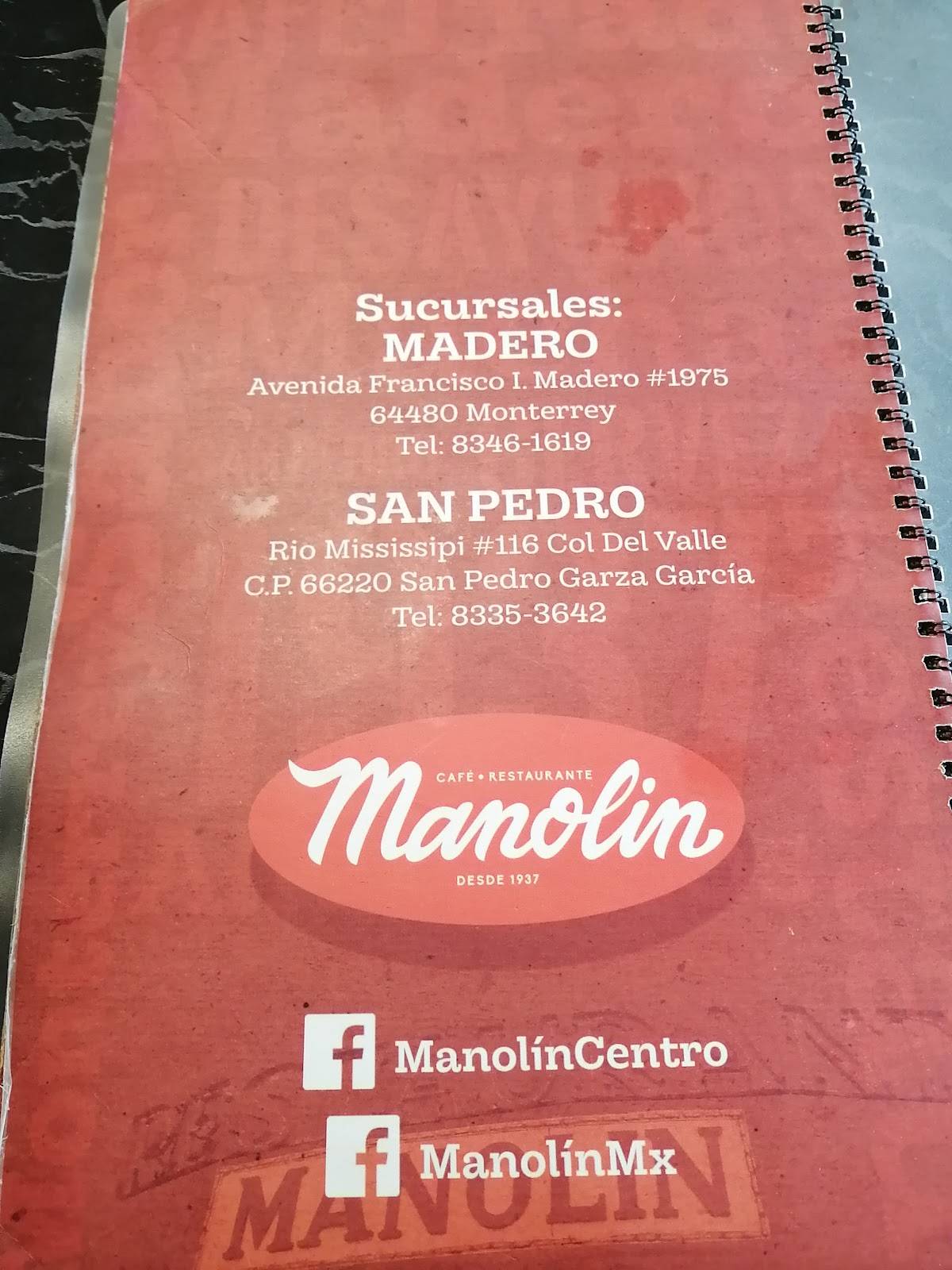 Menu at Restaurante Manolín - Madero, Monterrey, Av. Francisco I ...