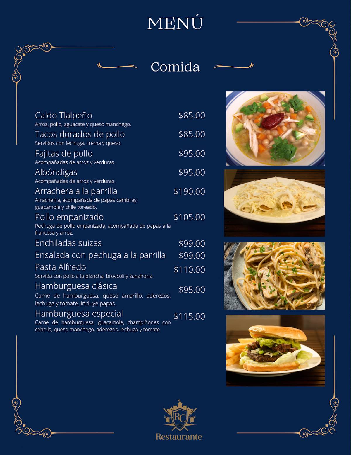 Carta de Restaurante RC Campo Blanco, Reforma
