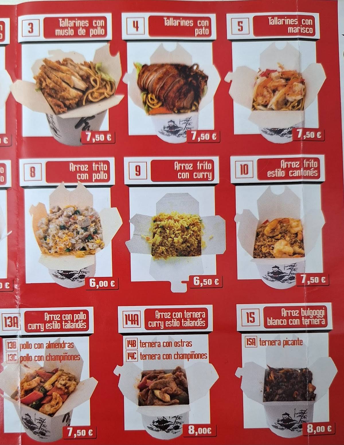 Carta de Restaurante Wok Two, Ferrol