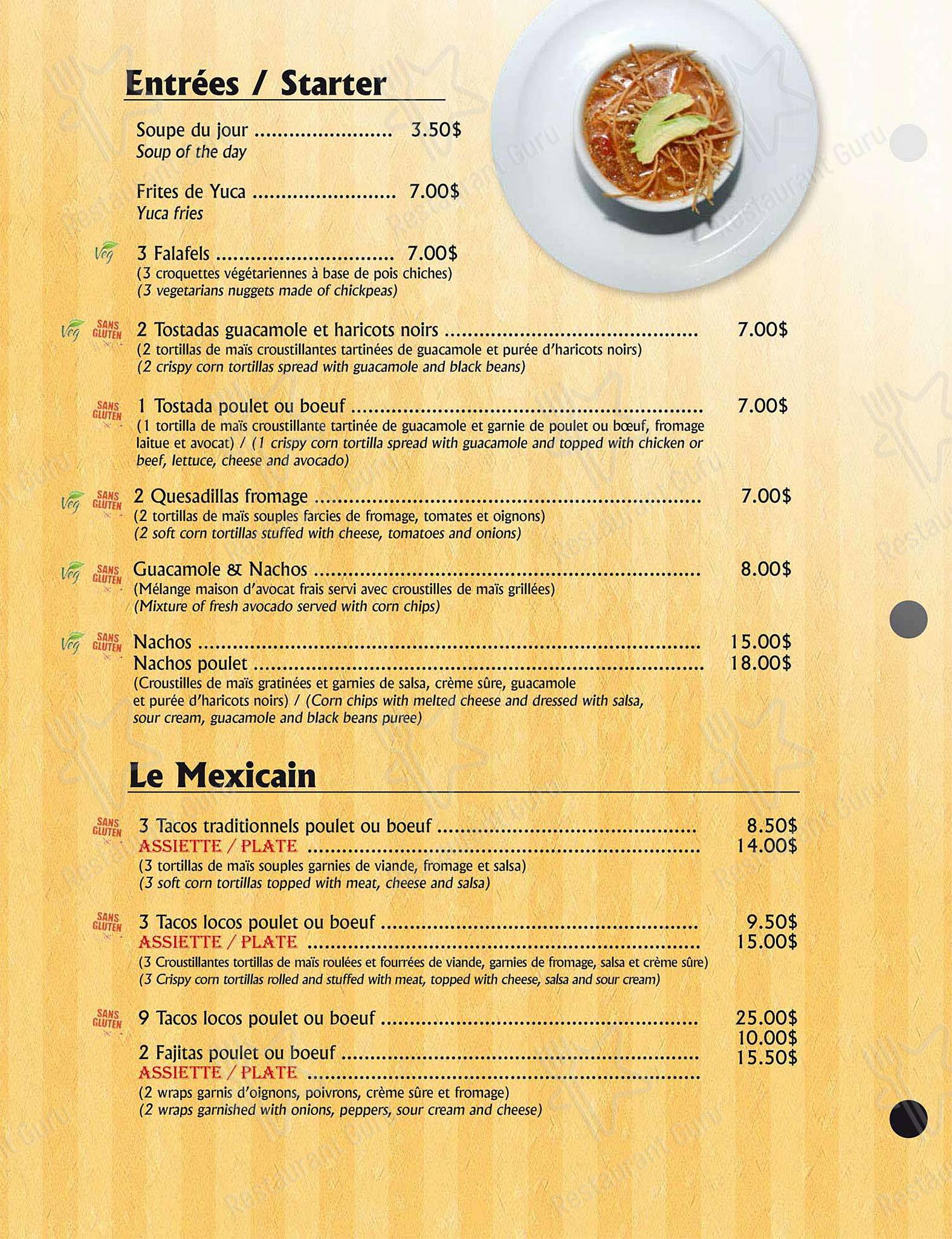 Menu au Resto Bar Lolita, Mont-Tremblant