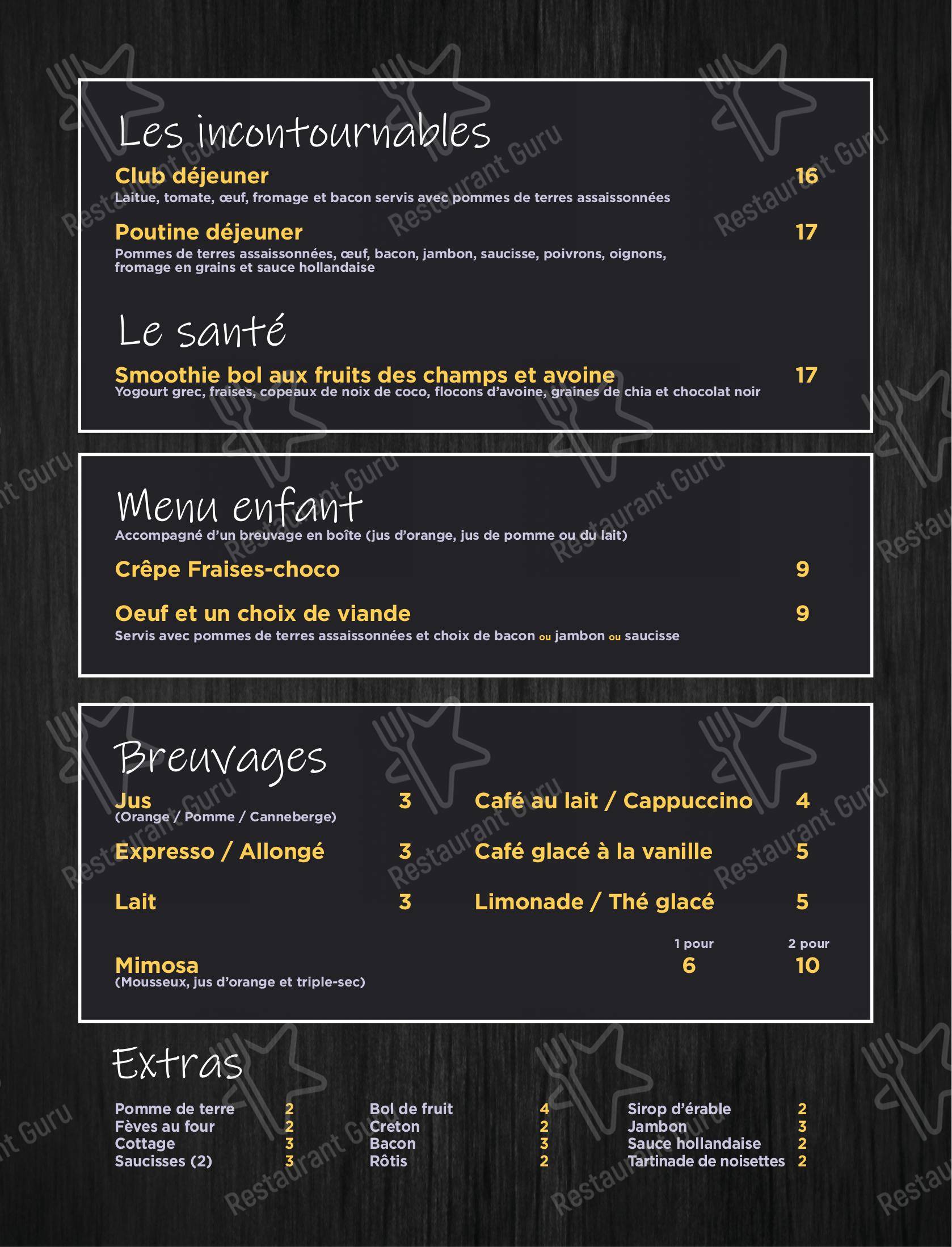 Menu au Resto-Pub Le Saint-Pascal, Saint-Pascal
