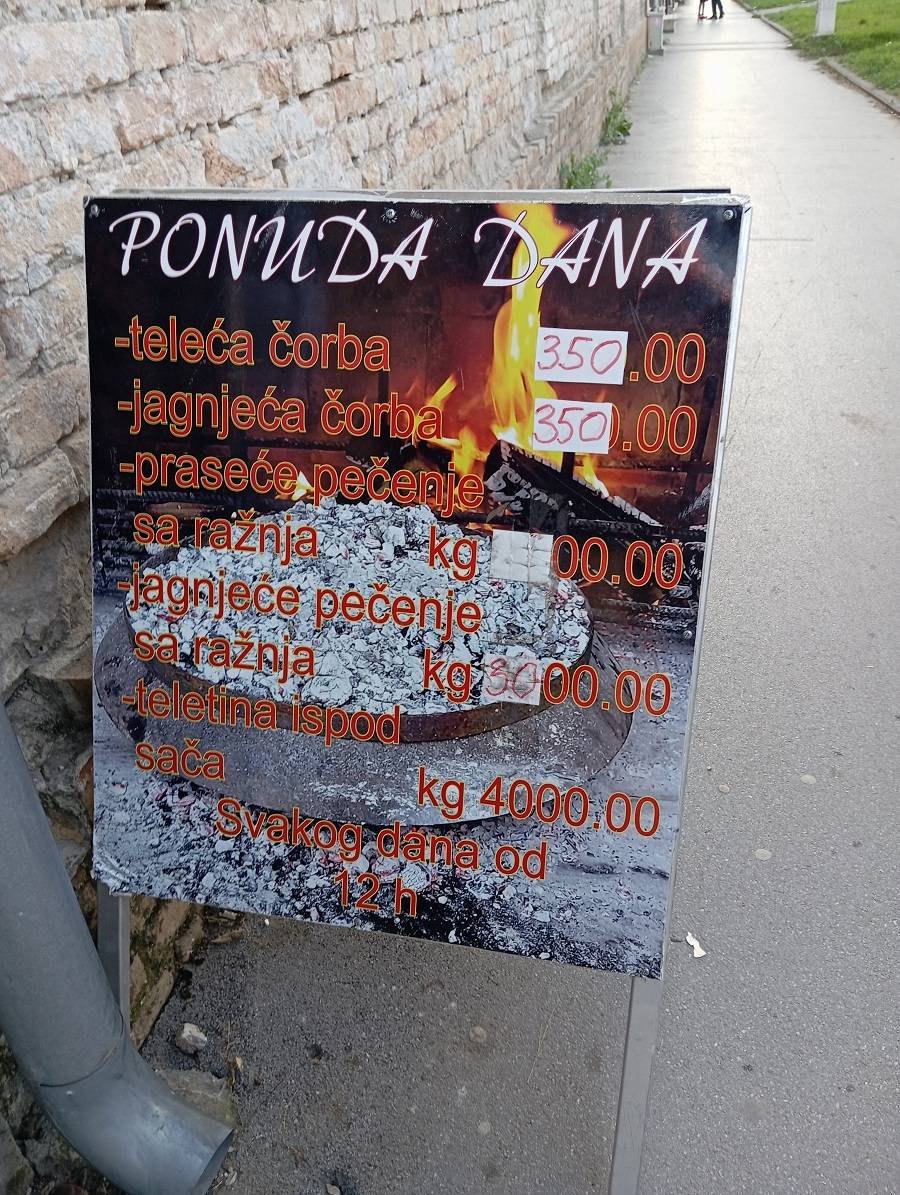 Menu au Restoran Zavičaj Pančevo restaurant, Pancevo