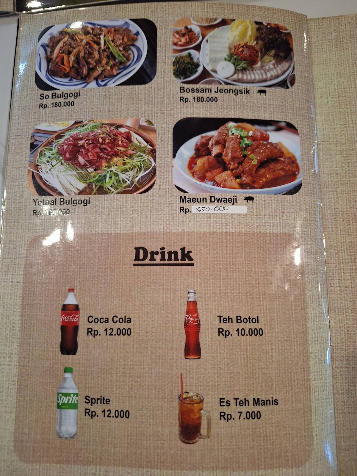 Menu at Restoran darack restaurant, Depok