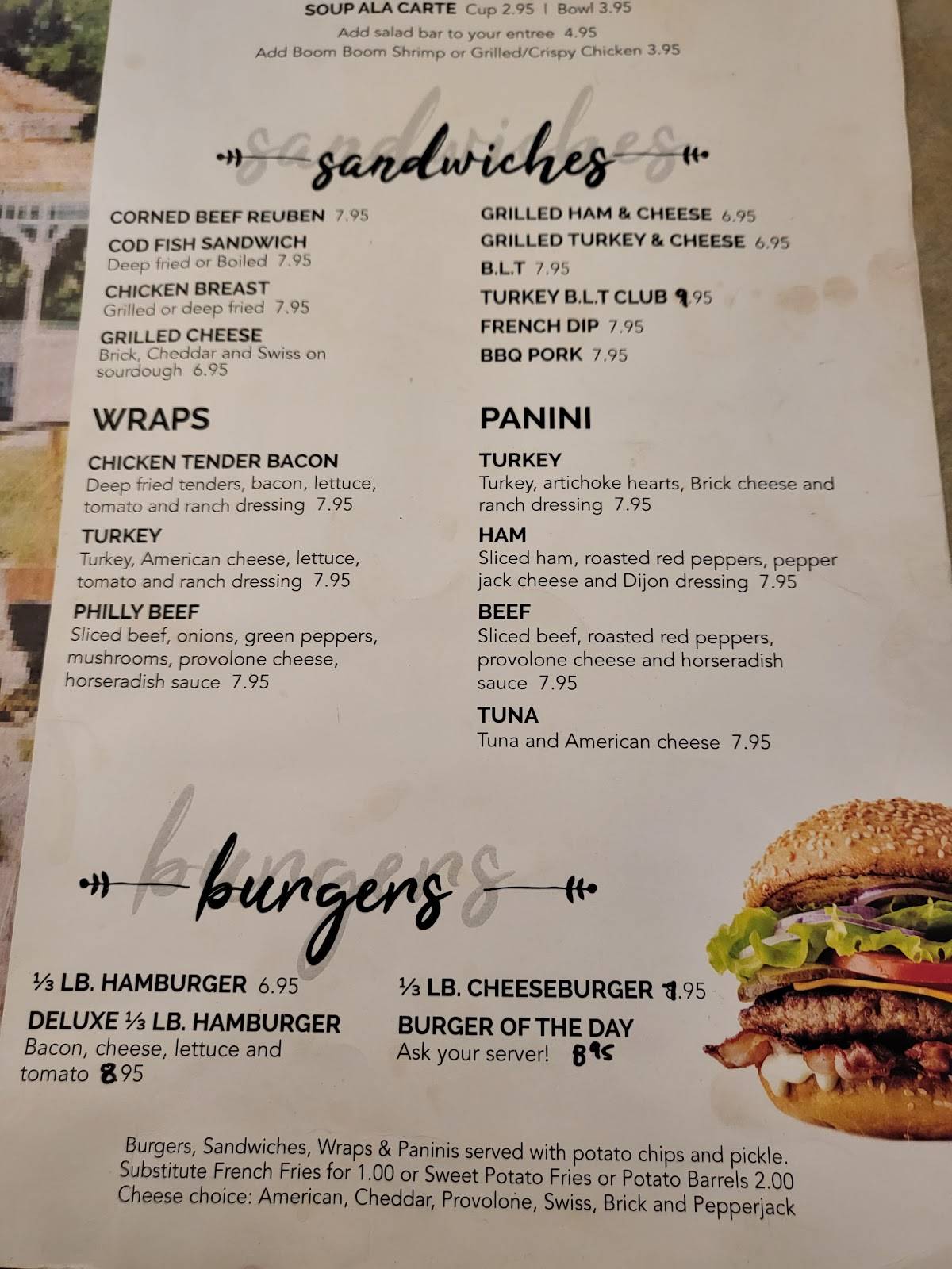 Menu at Rex's Innkeeper steakhouse, Waunakee
