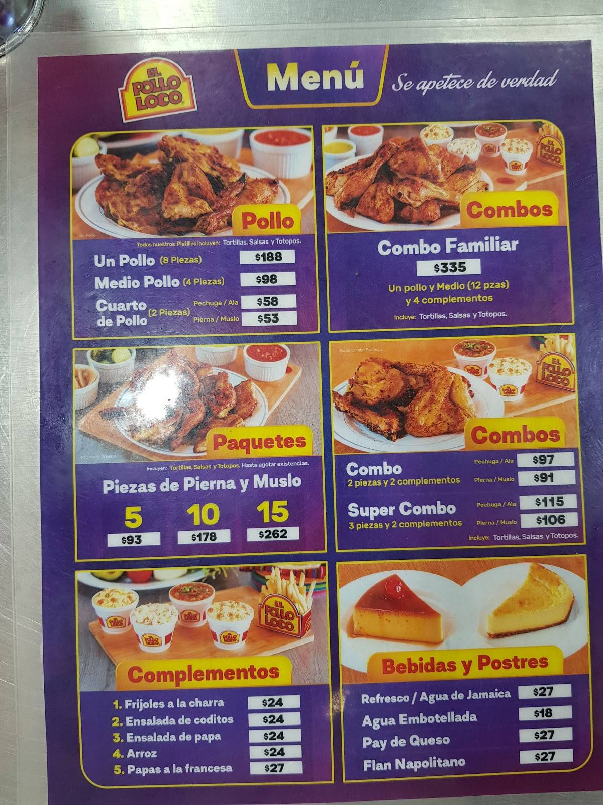 Carta del restaurante El Pollo Loco, Reynosa, Lateral Canal Anzalduas ...