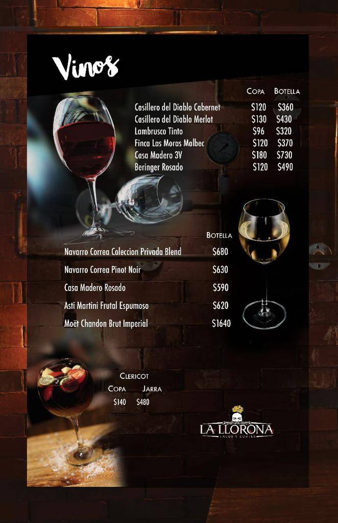 Carta del restaurante La Llorona Tacos y Cortes, Reynosa