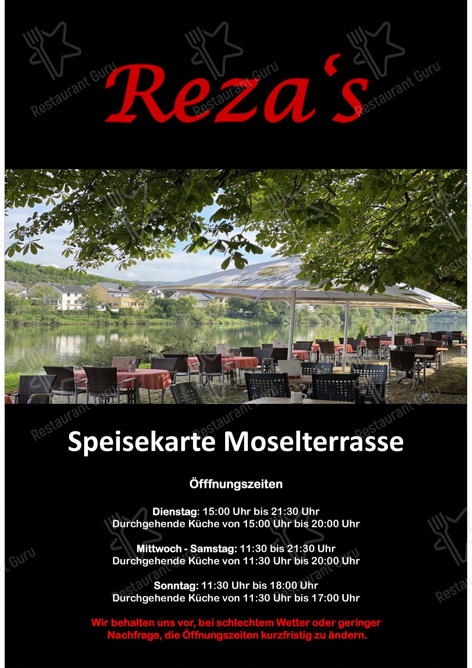 Speisekarte von Rezas Restaurant, Oberbillig