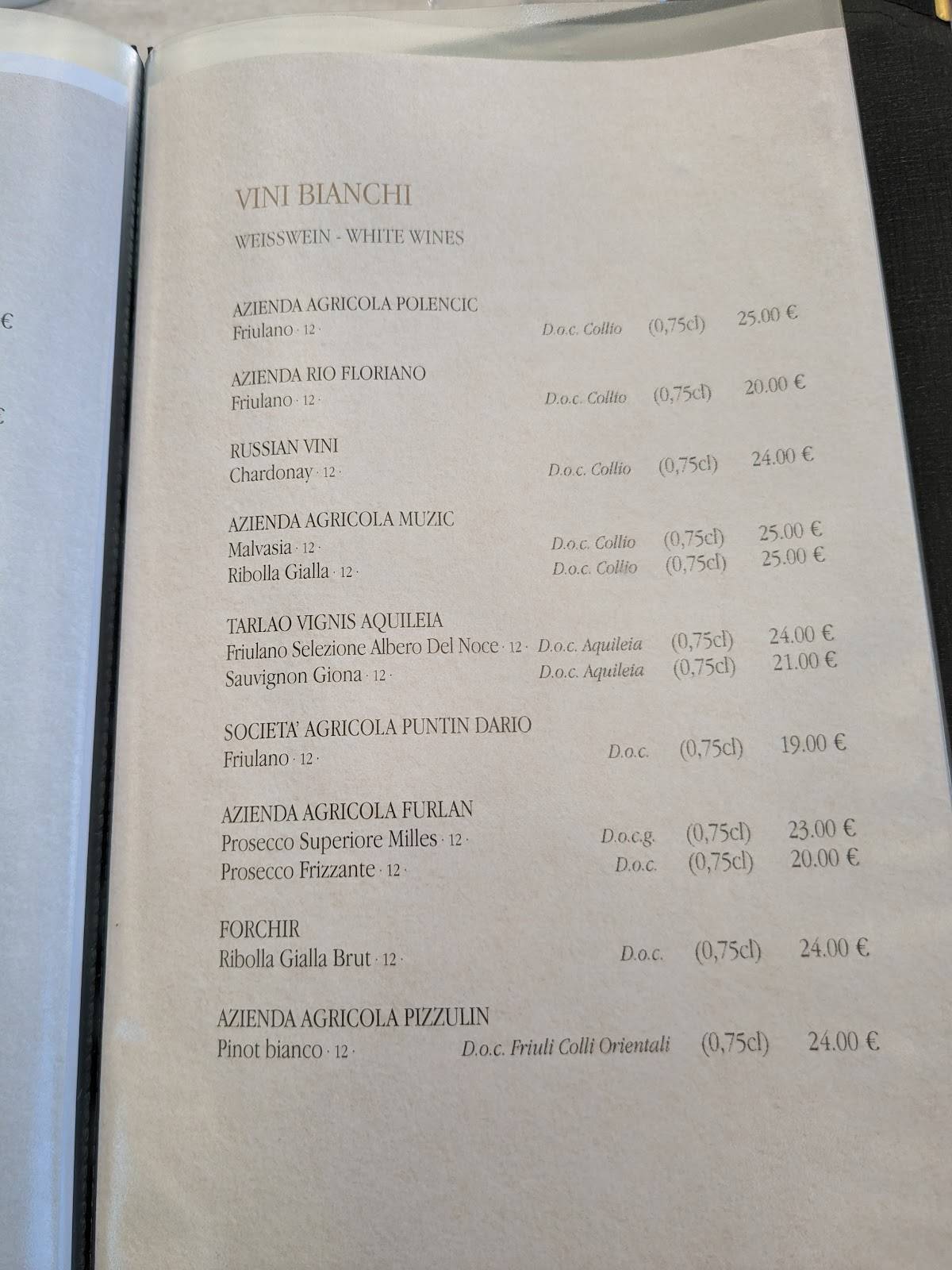 Menu da Ristorante Corallo, Aquileia, Via Beligna