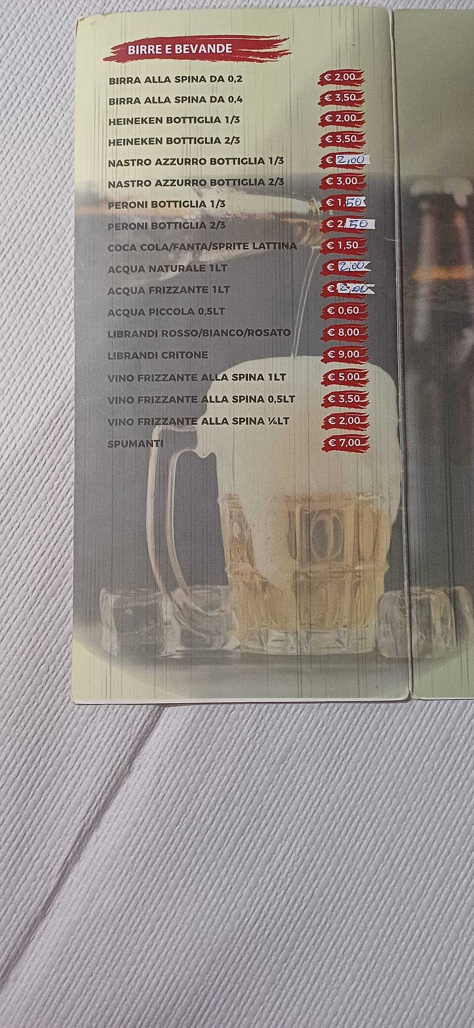 Menu da Ristorante Il Focolaio, Sibari