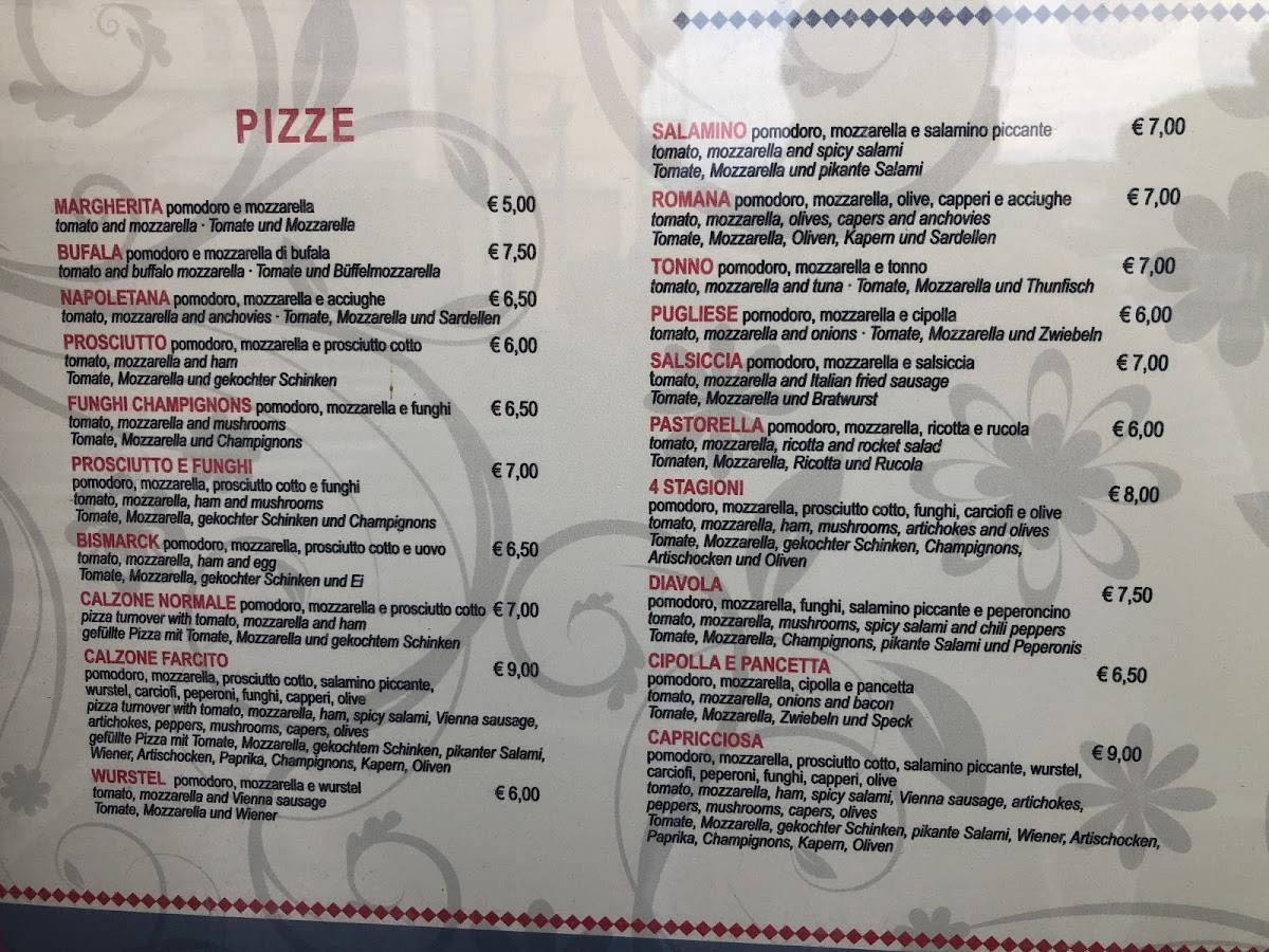 Menu at Ristorante Pizzeria Quattro Strade, Diano Marina