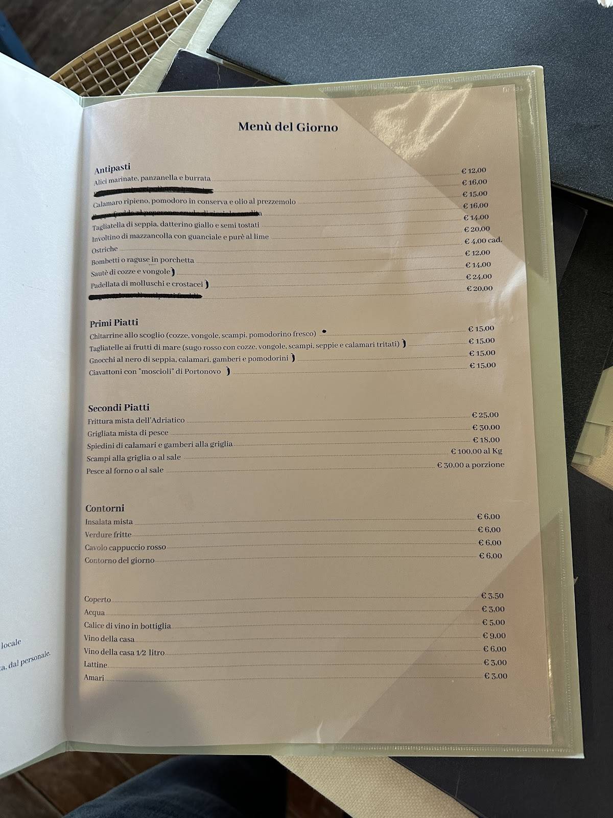 Menu at Ristorante da Silvio, Sirolo