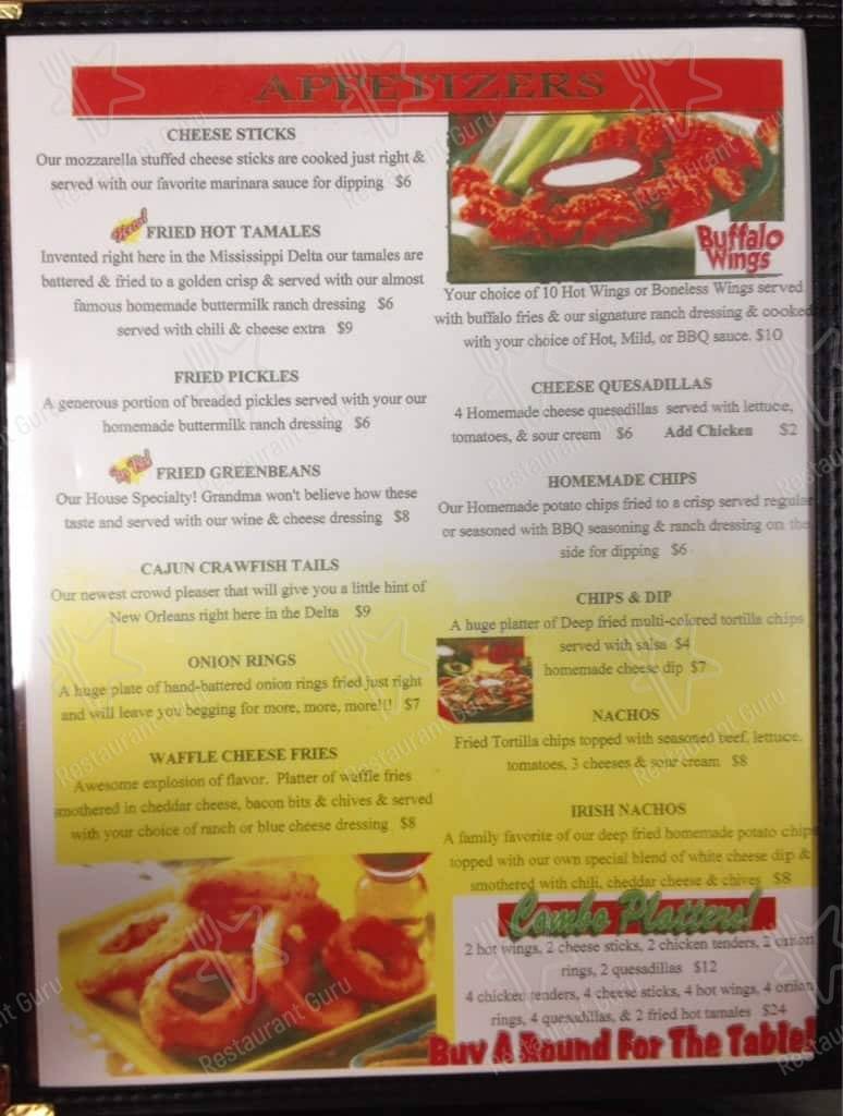 Menu at Rivals pub & bar, Greenville, MS-1