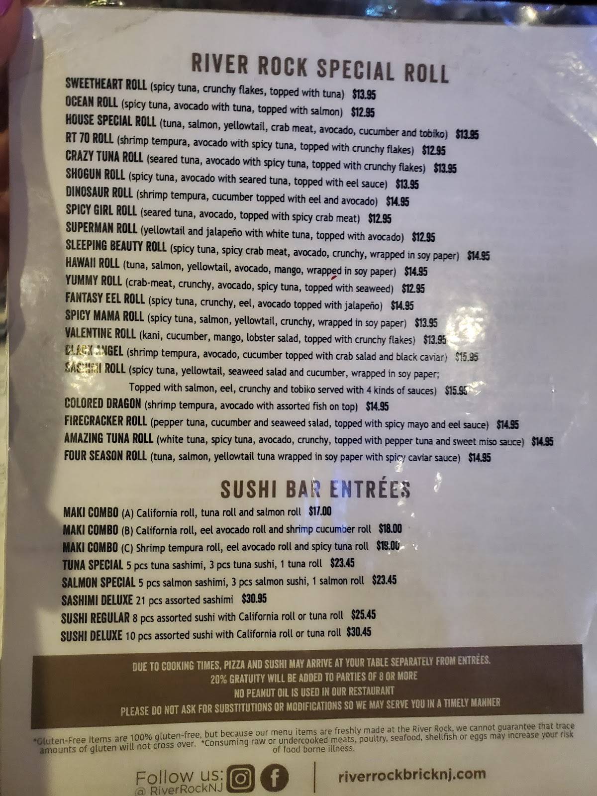 Menu at River Rock Restaurant & Marina Bar, Brick