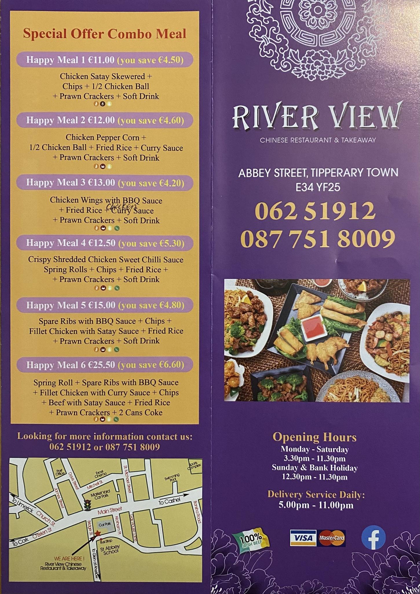 Menu at River View restaurant, Tipperary