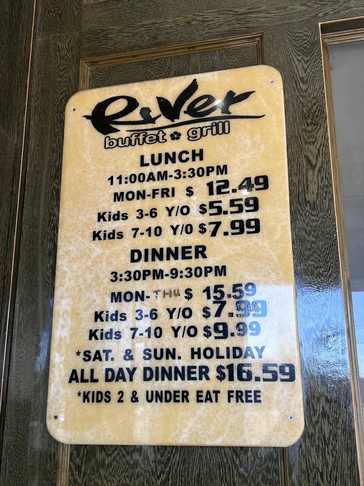 Menu at River Buffet & Grill restaurant, Charlotte