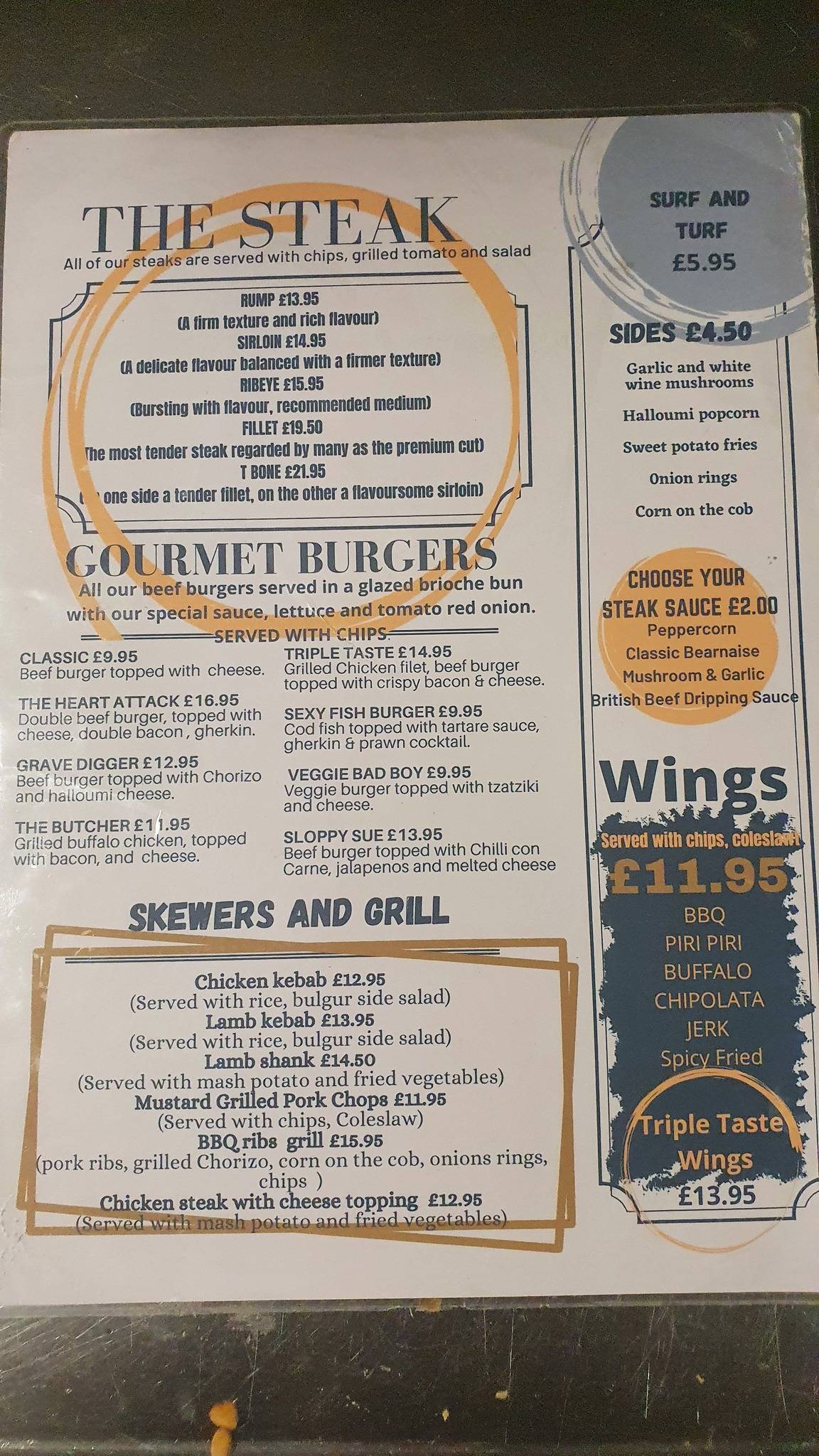 Menu at Riverside Fish & Steak House steakhouse, Erith