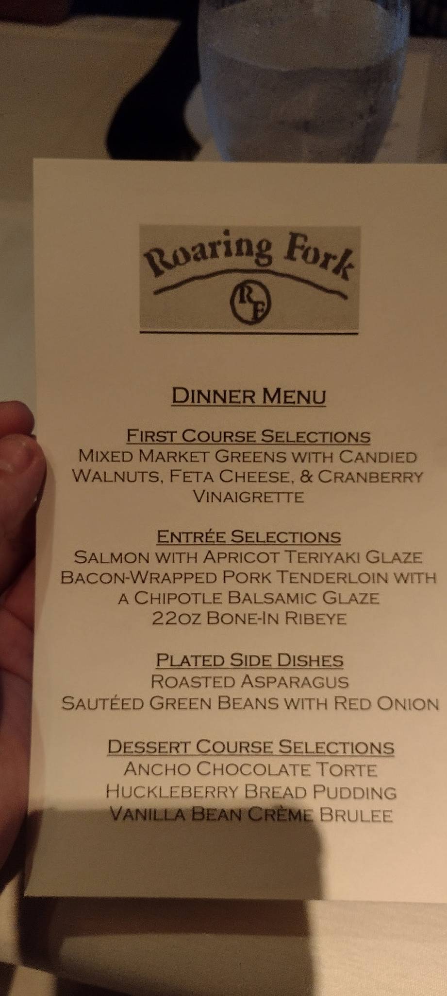 Menu at Roaring Fork pub & bar, Scottsdale