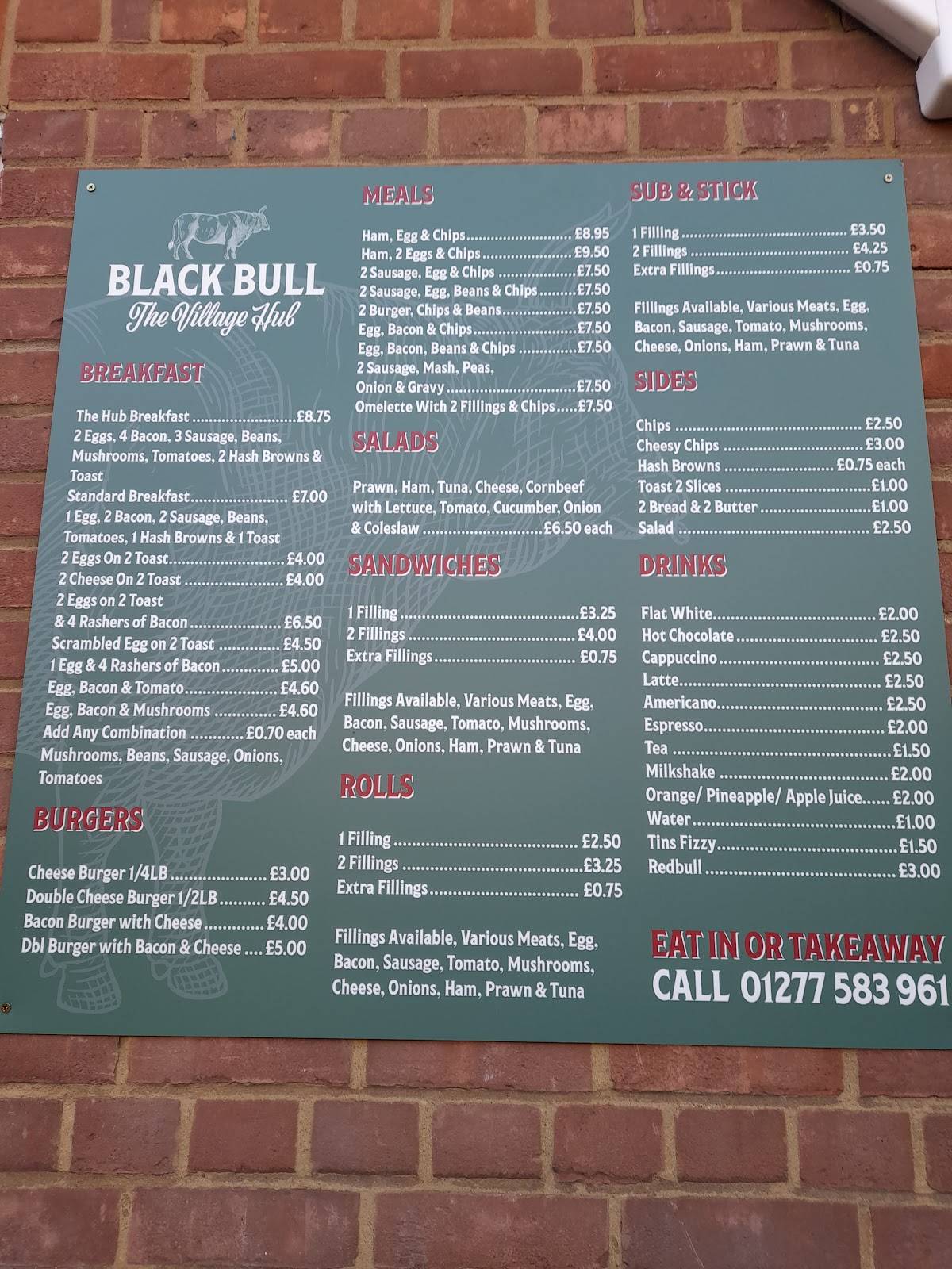 Menu at The Black Bull Margaretting (Freehouse) pub & bar, Ingatestone ...