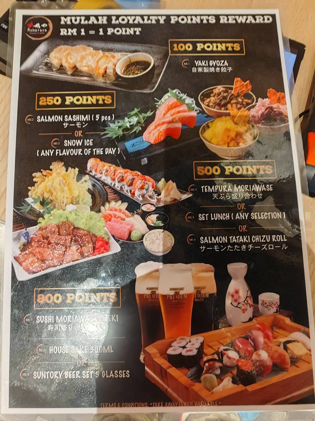 Menu at Robataya Izakaya • The Exchange TRX restaurant, Kuala Lumpur
