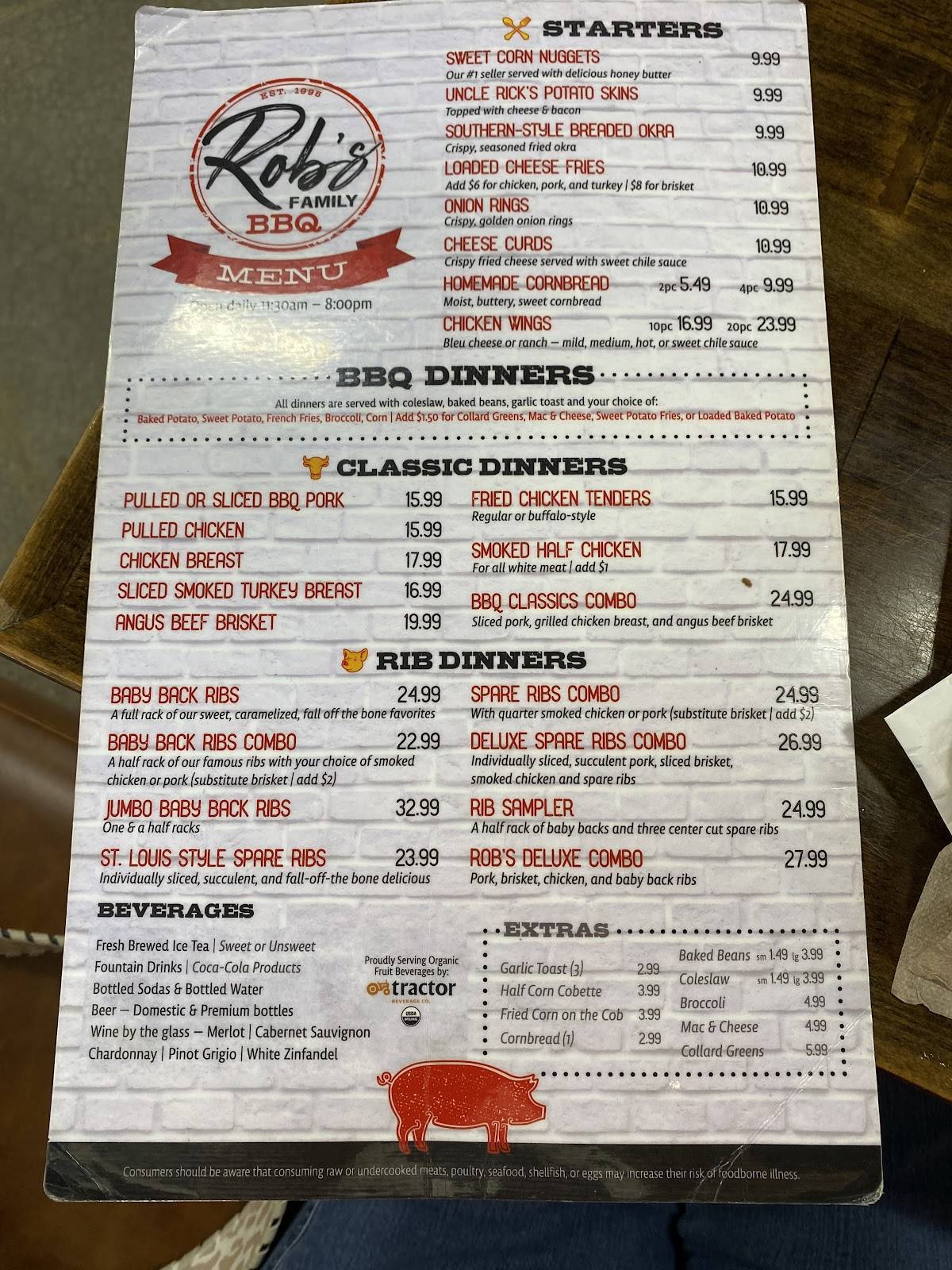 Menu at Rob's Family BBQ Plantation, Plantation