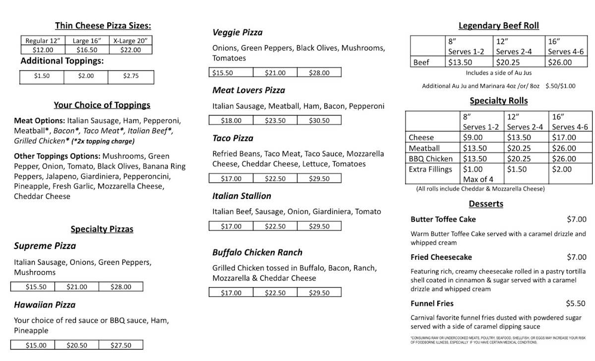 Menu at Roc City Bar & Grill, Rockdale, 508 Moen Ave