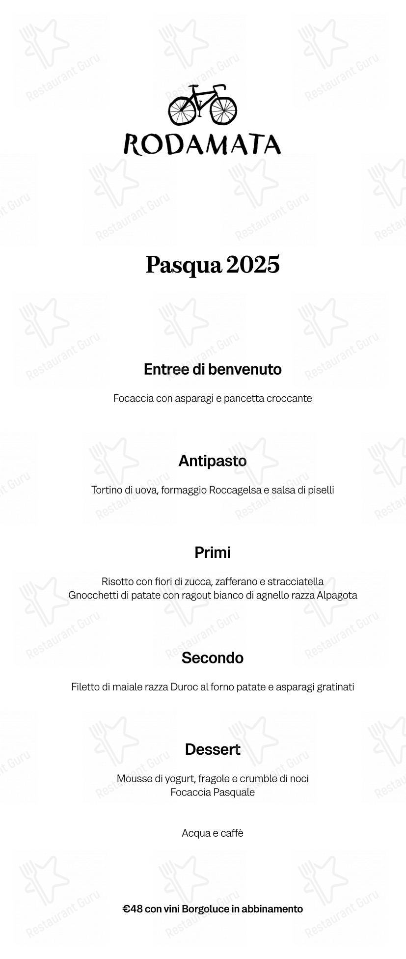 Menu da RodaMata - cicloristoro a Collalto ristorante, San Daniele-tombola