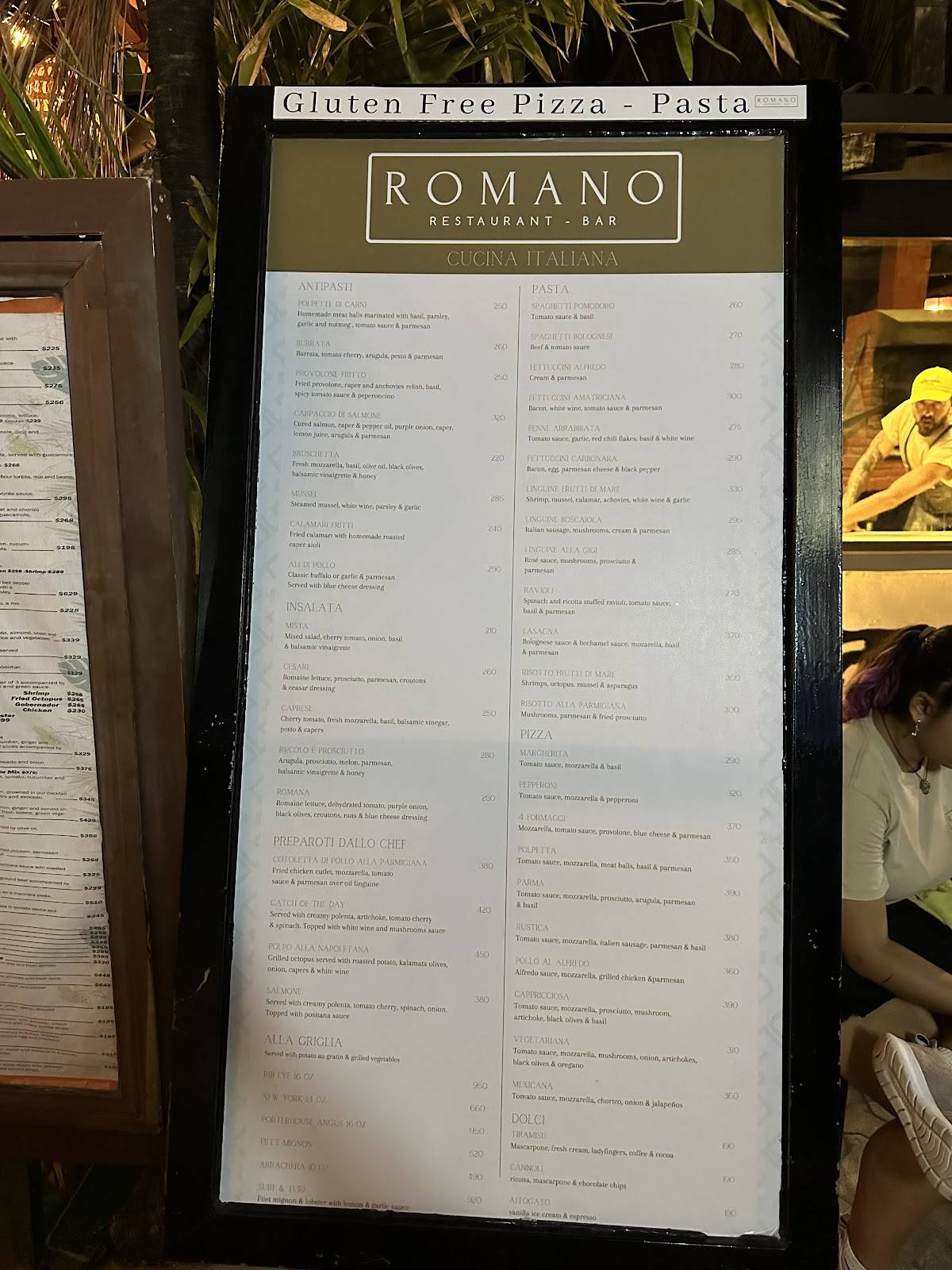 Menu at Romano Restaurante, Isla Mujeres