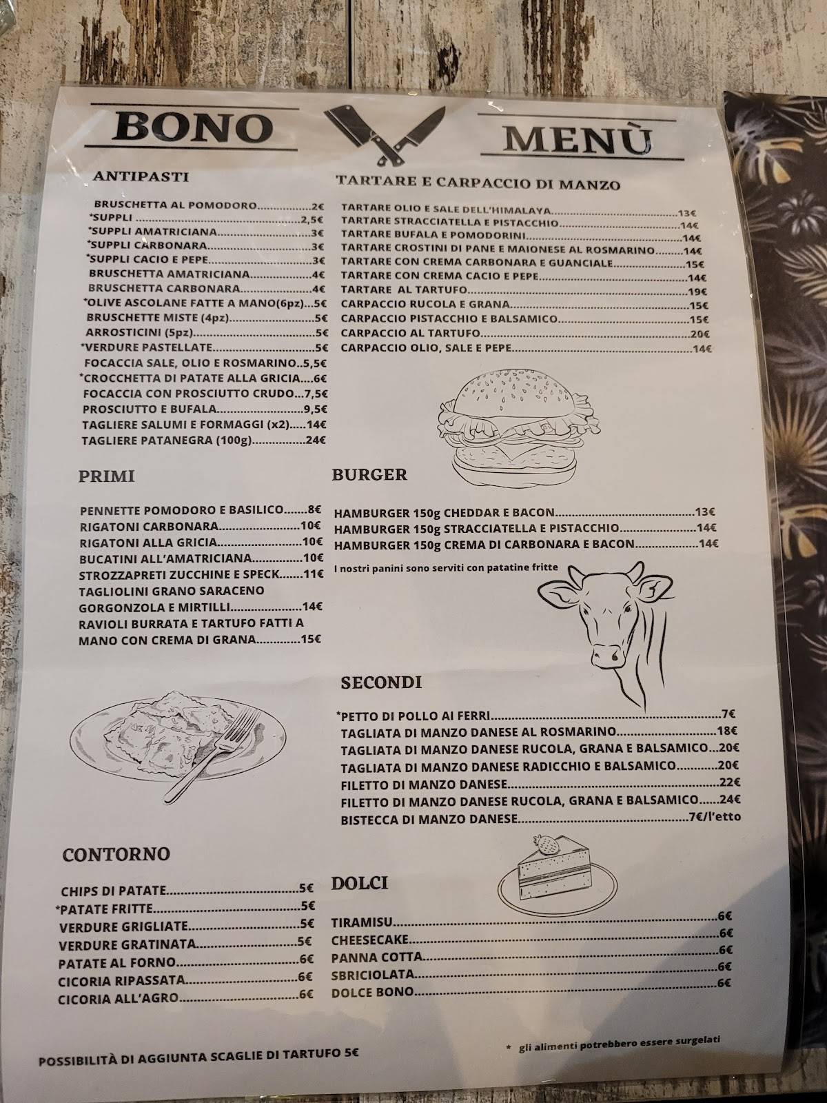 Menu da Bono Ristorante Griglieria - La Rustica, Roma
