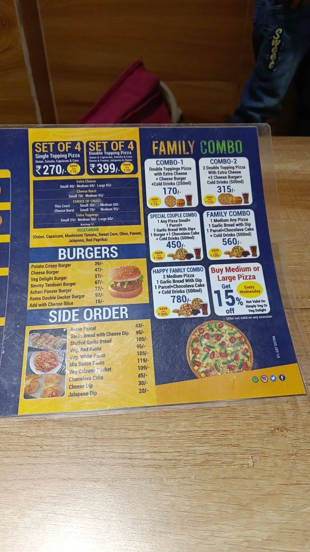 Menu at Roms Pizza, Waidhan