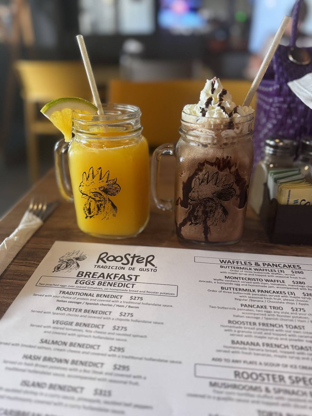 Menu at Rooster cafeteria, Isla Mujeres, Miguel Hidalgo 16