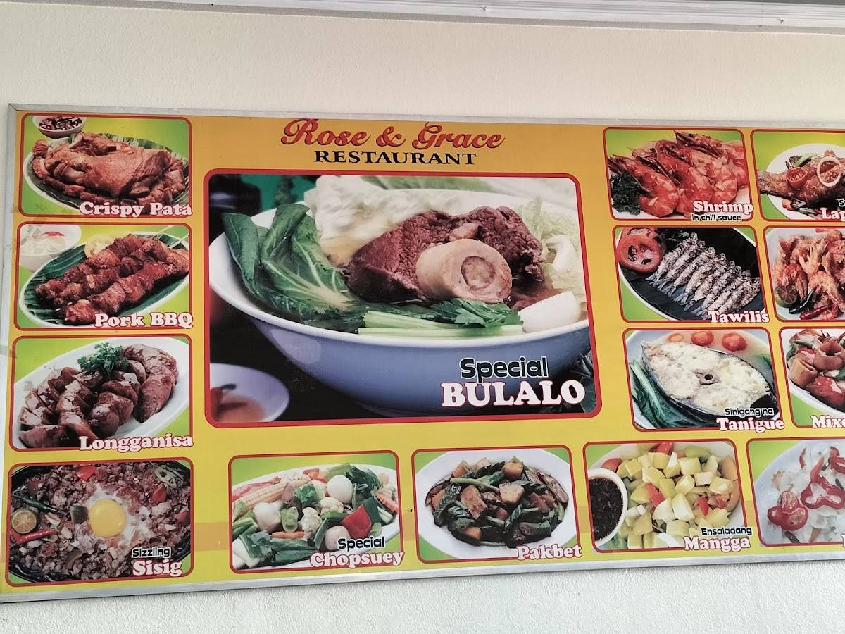 Menu at Rose and Grace Restaurant, Santo Tomas, 1
