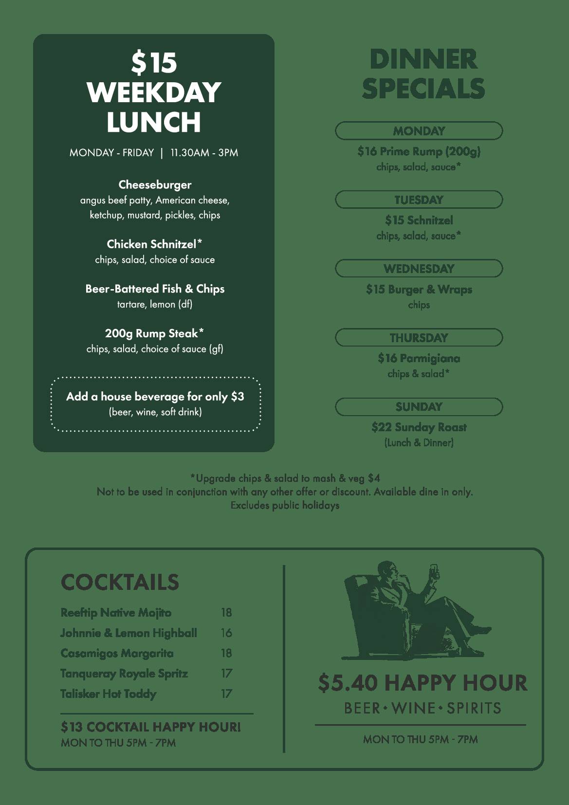 Menu at Lakes Hotel pub & bar, Rosebery