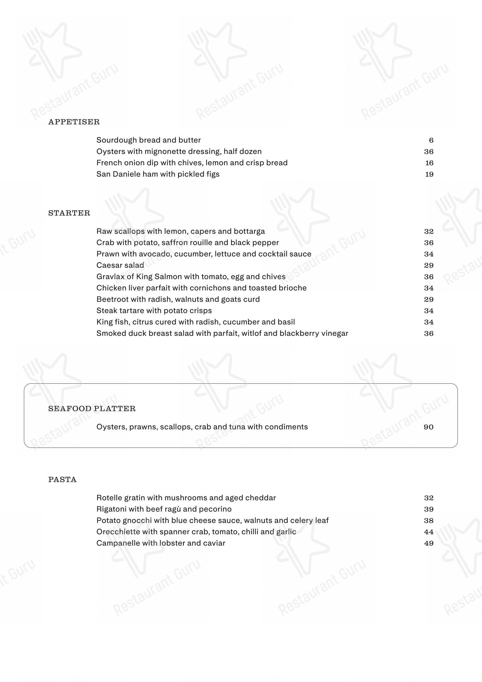 Menu at Rothwell’s Bar & Grill, Brisbane City