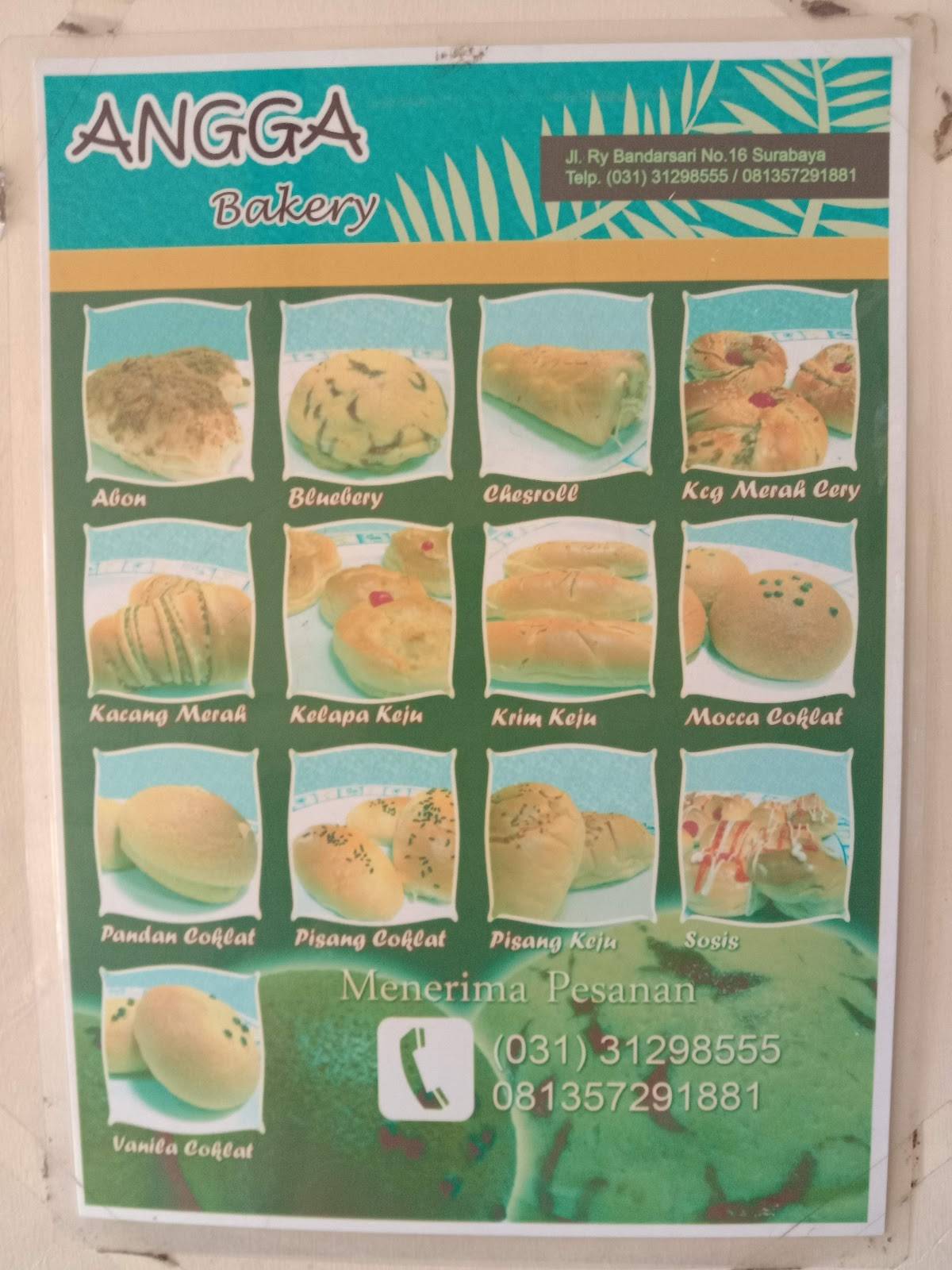 Menu at Roti Angga, Surabaya, Jl. Raya Babat Jerawat No.16