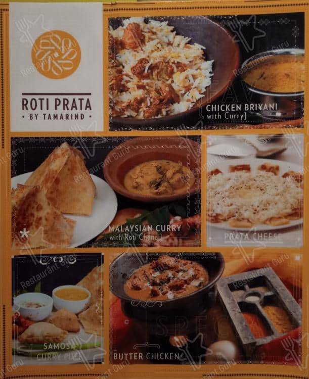 Menu at Roti Prata Tamarind restaurant, Jakarta, Ganci