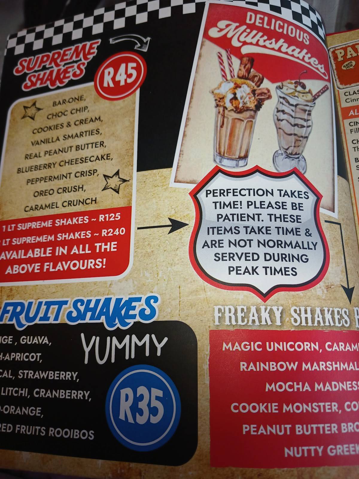Menu at Roxy's Diner & Ice Cream Parlour restaurant, Welkom