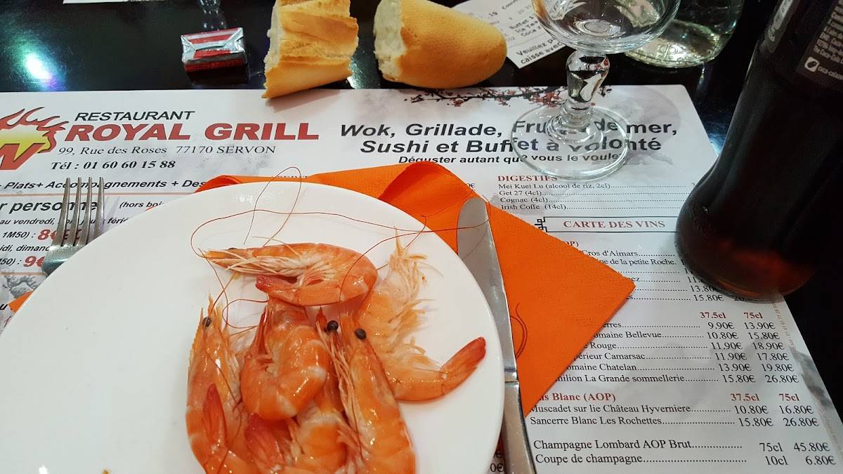 Menu au Royal Grill restaurant, Servon
