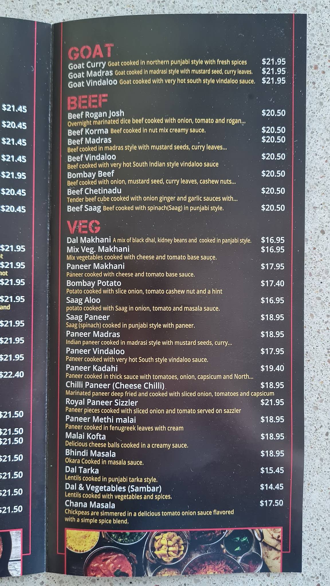 Menu at Royal Tarka Indian Restaurant, Ellenbrook